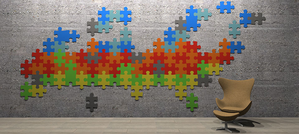 Adhesive Wall and Ceiling Panels Jigsaw | Acoustics2Go | Ergosystem